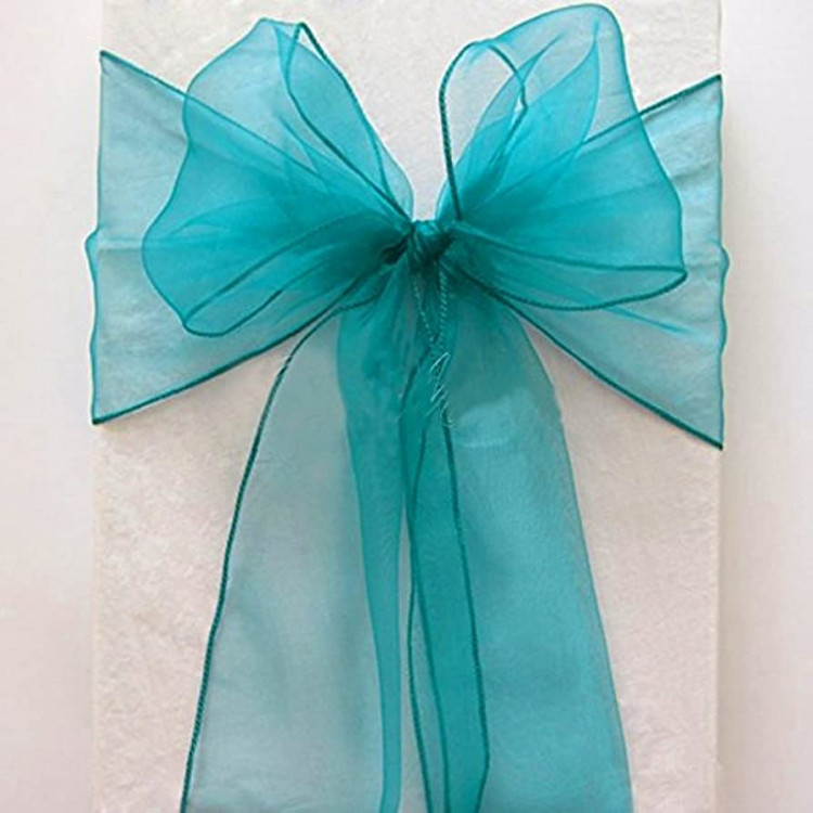 Dark Turquoise Organza Chair Sash - A & S Party Rental Cincinnati
