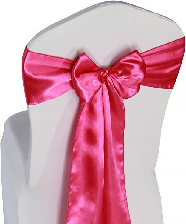Neon Pink Satin Chair Sash - A&S Party Rental Lexington, KY