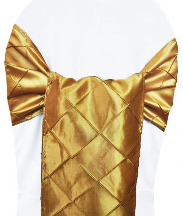 Gold Pintuck Chair Sash - A&S Party Rental Lexington, KY